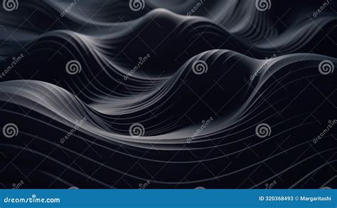 Black Wavy Smooth Dynamic Background Conceptual Rubber Surface For Design Stock Illustration
