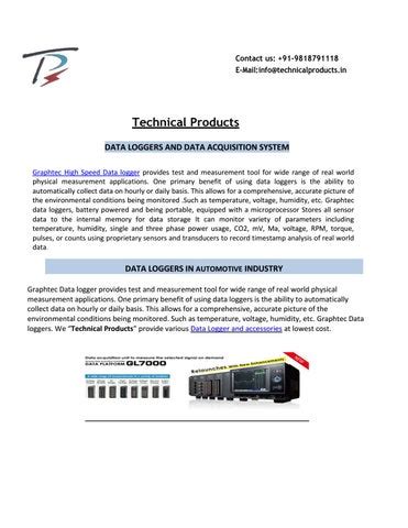 Graphtec High Speed Data Logger Data Logger And Accessories By Technical Products Issuu