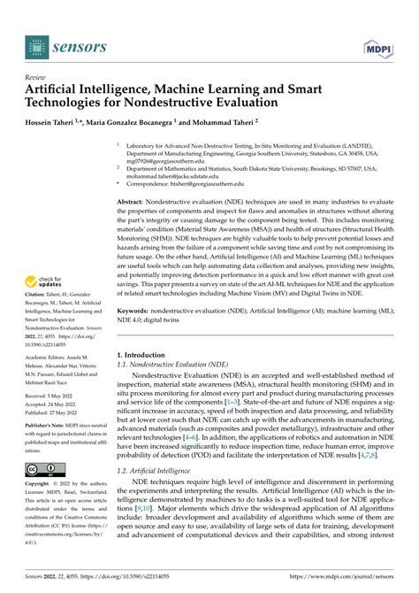 Pdf Artificial Intelligence Machine Learning And Smart Technologies For Nondestructive Evaluation