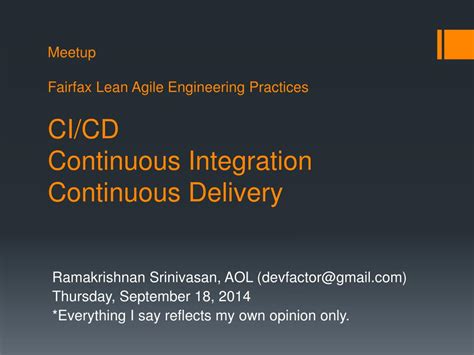Ppt Meetup Fairfax Lean Agile Engineering Practices Cicd Continuous