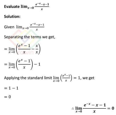 Evaluate Lim X 0 E X X 1x Yawin