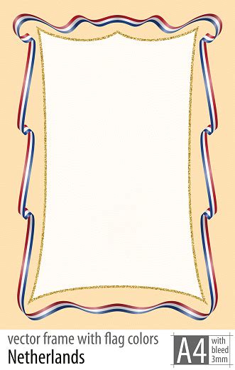 프레임과 보호 그리드와 네덜란드 깃발의 색깔의 리본 테두리 벡터와 피 3 M M 공란에 대한 스톡 벡터 아트 및 기타 이미지
