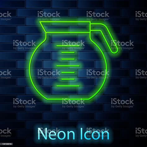 벽돌 벽 배경에 고립 된 빛나는 네온 라인 커피 냄비 아이콘 벡터 가정 생활에 대한 스톡 벡터 아트 및 기타 이미지 가정 생활 가정 주방 가정의 방 Istock