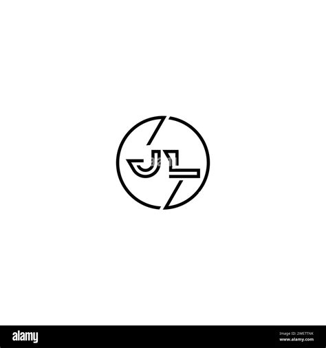 JL Simple Outline Concept Logo And Circle Of Initial Design Black And White Background Stock