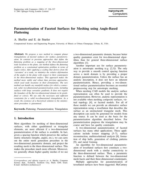 Pdf Parameterization Of Faceted Surfaces For Meshing Using Angle