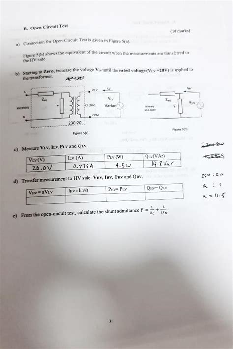 Solved B Open Circuit Test 10 Marks Connection For Open Chegg Com