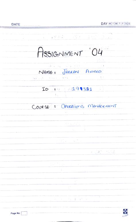 Om Assignment 04 Process Strategy Questions Date Ass Ignment Day Mt