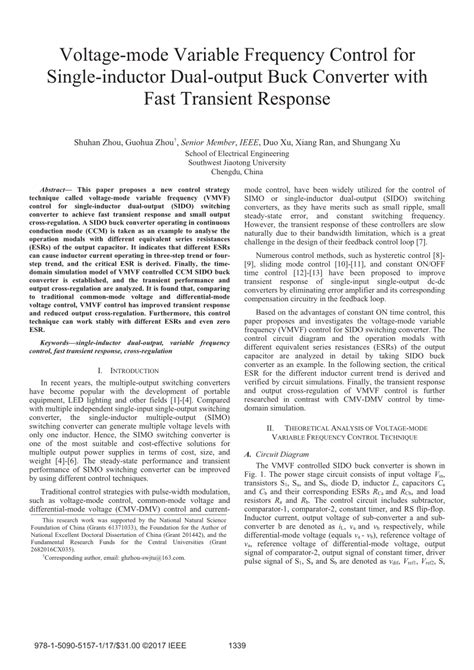 Pdf Voltage Mode Variable Frequency Control For Single Inductor Dual Output Buck Converter