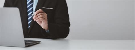 Premium Photo Businessman Man With Laptop He Uses The Laptop To View