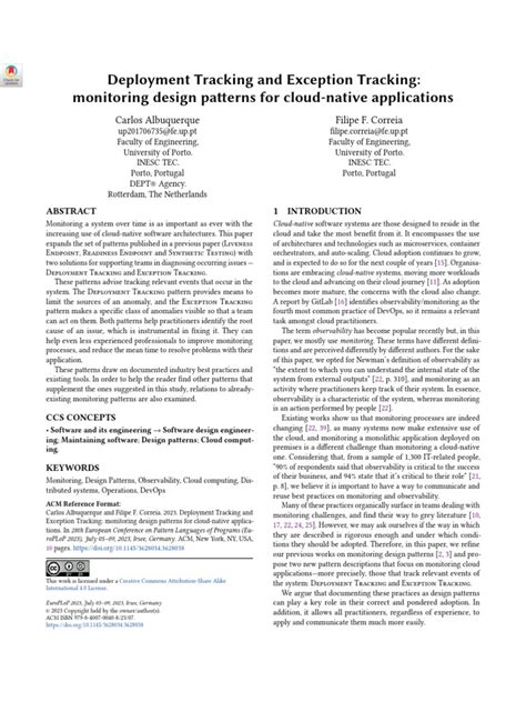 deployment tracking and exception tracking monitoring design patterns for cloud native