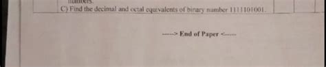 C Find The Decimal And Octal Equivalents Of Binary Number 1111101001e