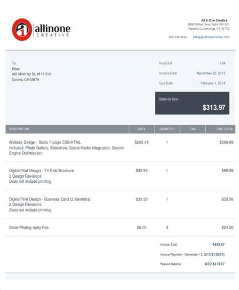 Web Development Invoice Template Johnsilvas Blog