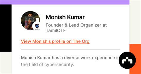 Monish Kumar Founder And Lead Organizer At Tamilctf The Org