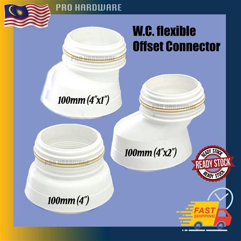 Wc Toilet Bowl Flexible Offset Connector 100mm 4 4x1 4x2