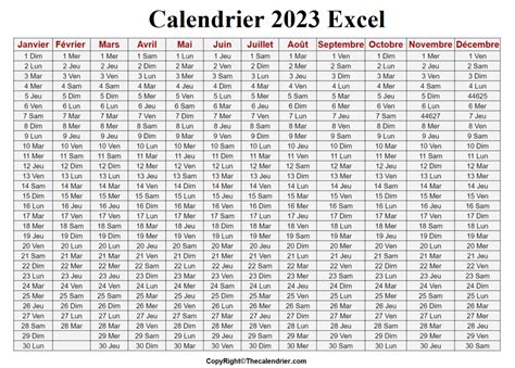 Calendrier Excel 2023 The Calendrier