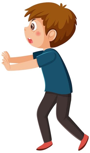Premium Vector A Boy Standing In Pushing Pose