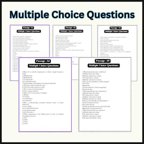 The States Of Matter Solid Liquid Gas Reading Comprehension Passage
