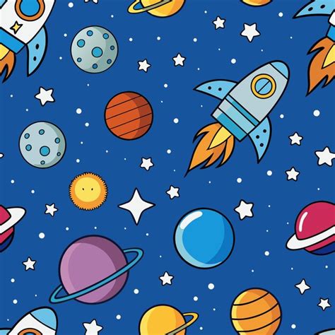 행성과 별이 있는 파란색 배경 프리미엄 Ai 생성 벡터