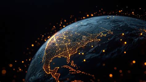 A Stunning Depiction Of Earth Illuminated With Network Connections Showcasing Technology And