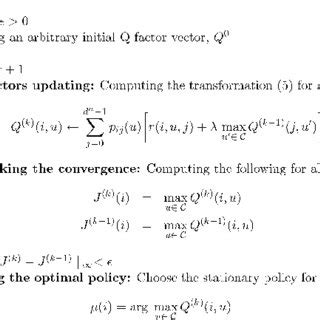 Q Factor Version Of The Value Iteration Algorithm Download Scientific Diagram
