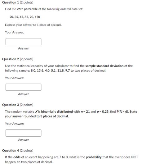 Solved Find The 26th Percentile Of The Following Ordered