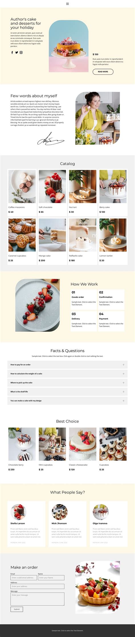 Making Cakes To Order Html Template By Nicepage