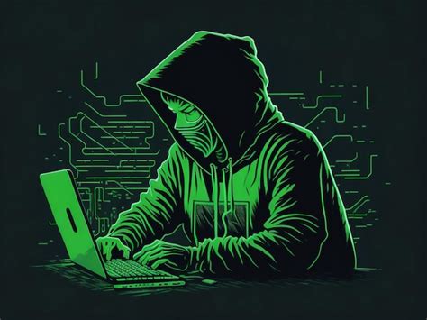 Premium Ai Image Hacker In Hoodie Breaking Into Data Server Dark Theme