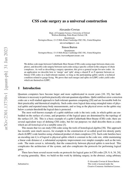 Pdf Css Code Surgery As A Universal Construction