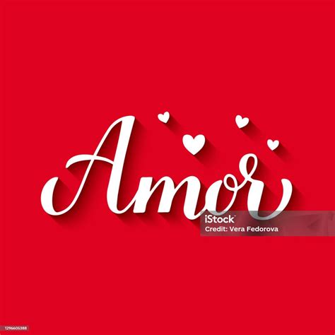 빨간 배경에 아모르 서예 손 문자 스페인어로 비문을 사랑해요 발렌타인 데이 타이포그래피 포스터 배너 엽서 인사말 카드 로고 디자인 전단지 등을 위한 벡터 템플릿 문자에 대한