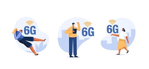 6g 기호를 가진 사람들 고속 무선 연결 6g 인터넷 표지판 및 사람들의 활동 개념의 그림 5g에 대한 스톡 벡터 아트 및 기타 이미지 Istock