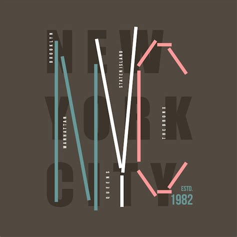 뉴욕시 추상 텍스트 그래픽 타이포그래피 벡터 T 셔츠 디자인 일러스트 레이션 프리미엄 벡터