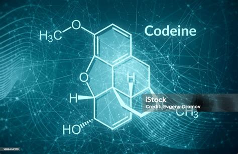 Codeine Pain And Cough Relief Drug Molecule Skeletal Formula Stock