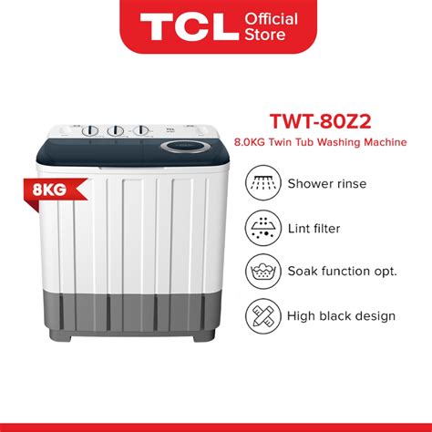 Tcl Twt 80z2 8 0kg Twin Tub Washing Machine Shopee Philippines