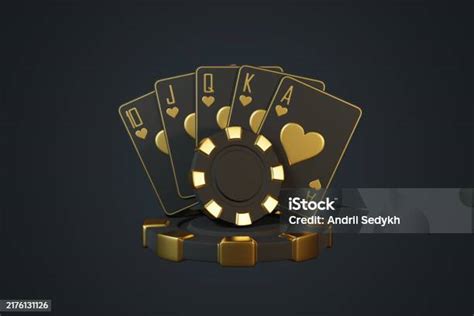로얄 플러시와 골든 포커 칩 어두운 테이블 3d 렌더링 일러스트레이션 0명에 대한 스톡 사진 및 기타 이미지 0명 3차원 형태 가능성 Istock