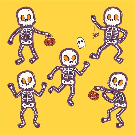 귀여운 해골 일러스트 벡터 Freepik에서 무료 고품질 벡터를 다운로드하세요 Freepik