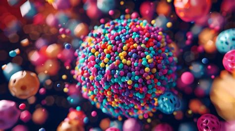 Vibrant Colorful Spheres In A Playful Abstract Digital Composition With Textured Patterns And