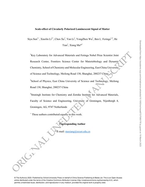 Pdf Scale Effect Of Circularly Polarized Luminescent Signal Of Matter