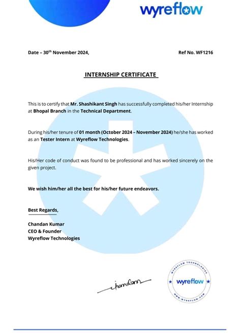 Testerintern Internship Wyreflowtechnologies Shashikant Singh