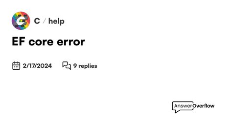 Ef Core Error C