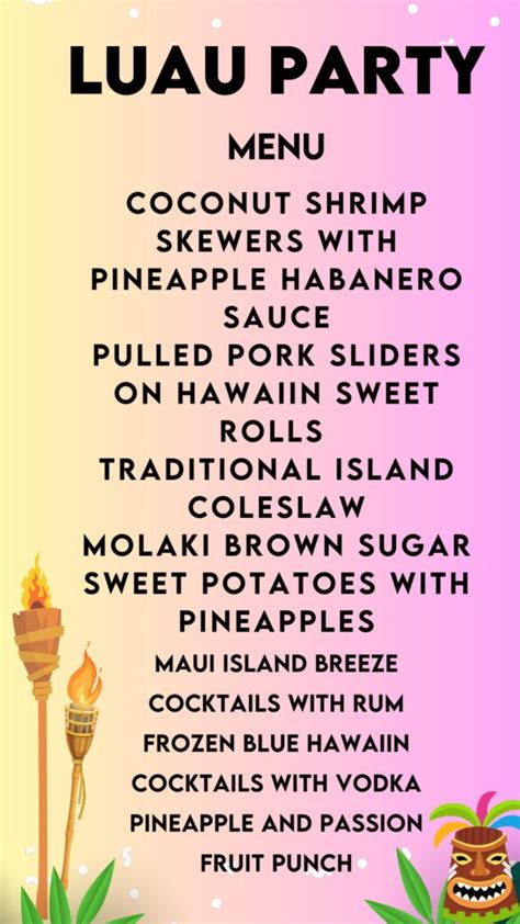 Luau Party Summer Event Menu Houston Party Planners