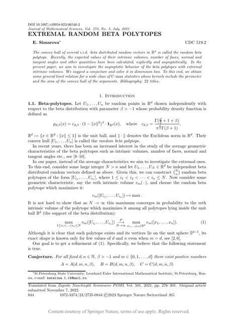 Extremal Random Beta Polytopes