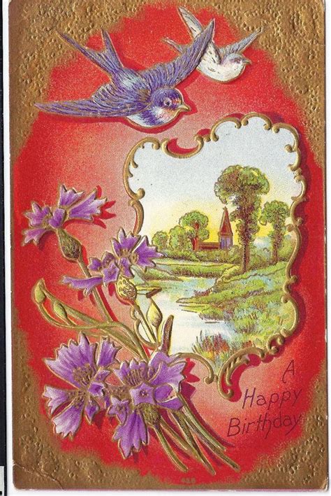 Vibrant Vintage Birthday Greetings Postcard By Vintagepostcardsetc 3