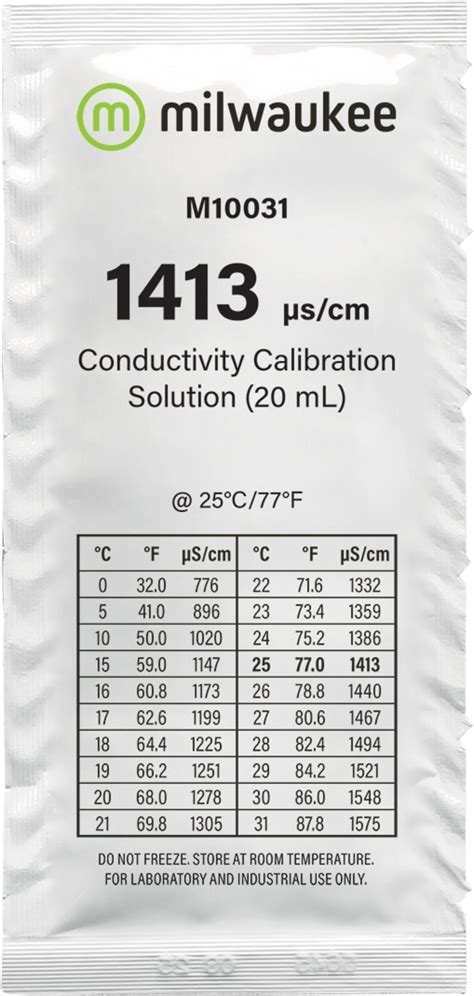 Milwaukee 1413 μs Cm Conductivity Calibration Solution 25 X 20 Ml Sachets 1 Set Olibetta