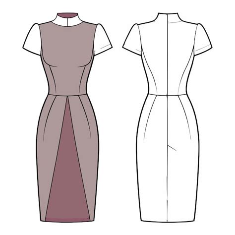 Cocktail Midi Dress Open Back Fashion Sketch Vector Illustration