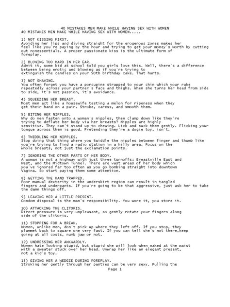 40 Mistakes Men Make While Having Sex With Women Pdf Human Reproduction Human Sexuality