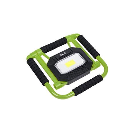 Sealey Ledfl20w Rechargeable Portable Fold Flat Floodlight 20w Cob Led Lithium Ion Safety Lifting