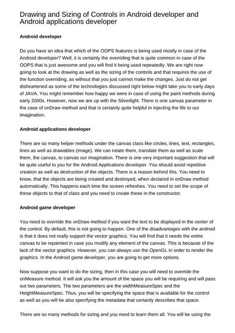 Pdf Drawing And Sizing Of Controls In Android Developer And Android Applications Developer