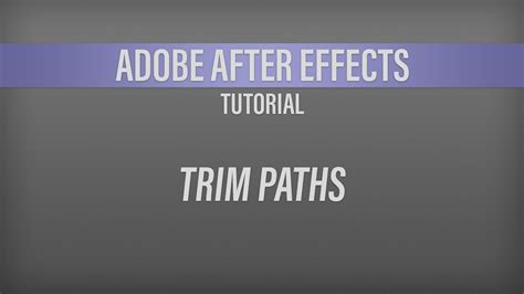 Adobe After Effects Trim Path Youtube