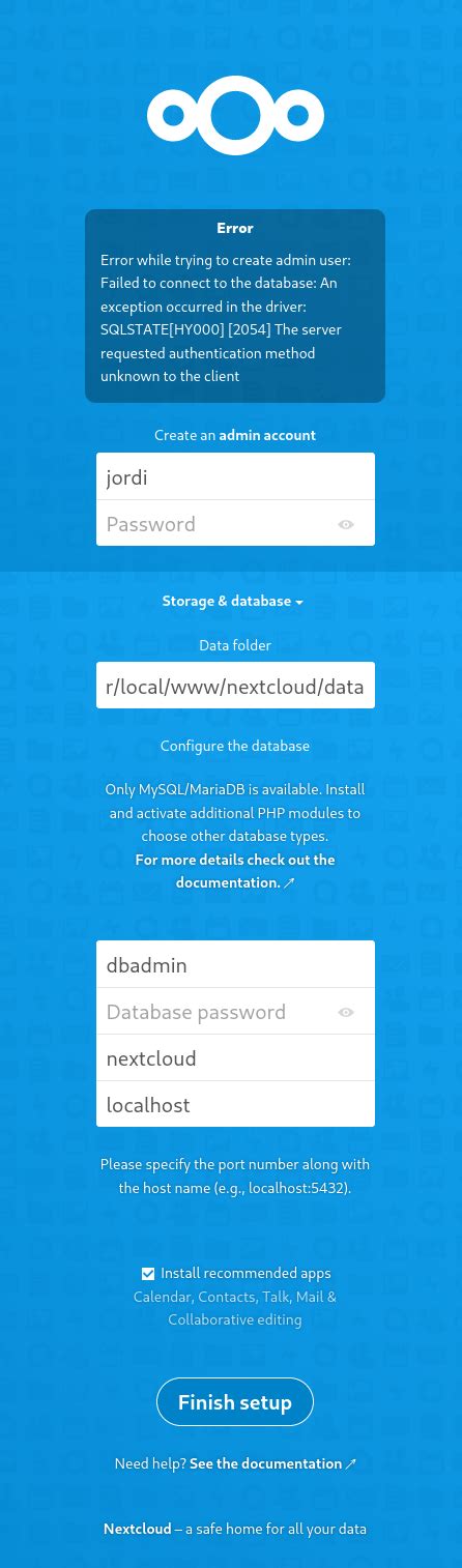 Error Completing Nextcloud Plugin Rtruenas