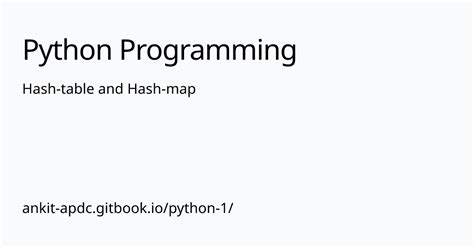 Hash Table And Hash Map Python Programming